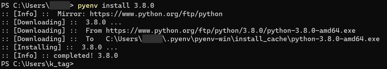 Python Pyenv Winを利用して、特定バージョンのpythonのインストール方法 プナイミー