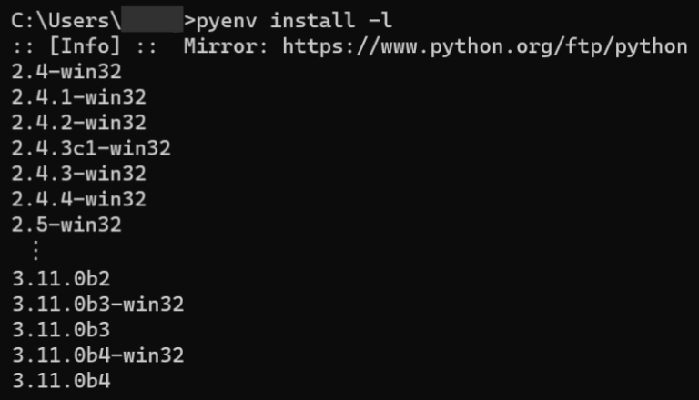Python Pyenv Winを利用して、特定バージョンのpythonのインストール方法 プナイミー